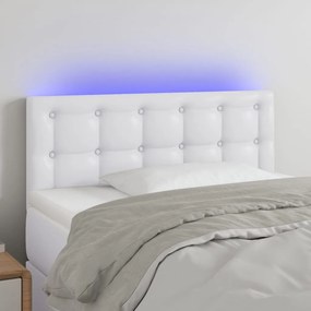 Čelo postele s LED bílé 100x5x78/88 cm umělá kůže
