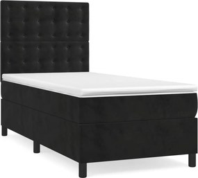Box spring postel s matrací černá 100x200 cm samet 3143249