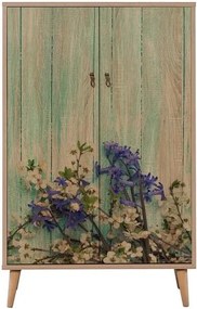 Dřevěná skříň Ananias Flower, výška 127 cm