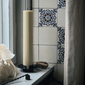 ferm LIVING Mosazný svícen Block Black, černá barva, kov