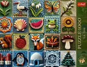TREFL Puzzle Premium Plus Tea Time: Háčkovaná Čtyři roční období / 100
