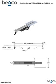 Hopa VIRGO SLIM 70 cm ZLOL70VS odtokový žlab s roštem