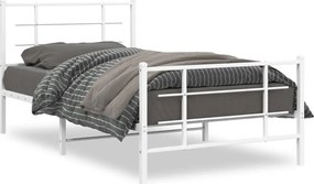 vidaXL Kovový rám postele s hlavovým a nožním čelem 100 x 200 cm [355623] Barva: Bílá