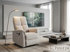 Elektrické polohovací TV křeslo ANTE - béžová látka