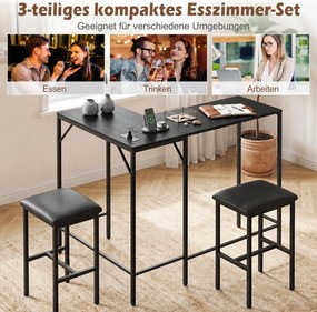 Costway Barový stolní set s 2 barovými židlemi, barový stůl s integrovanou
