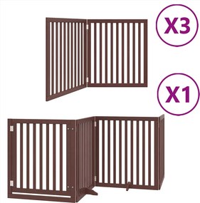 Zábrana pro psy s dvířky skládací 10 panelů hnědá 800 cm topol 3155695