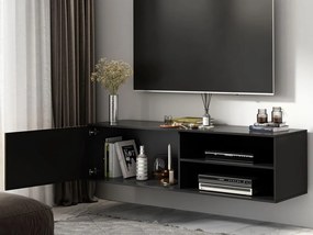 Závěsný TV stolek MEORATI 150x40 cm, černá/dub artisan