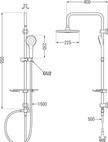 Mexen sprchový set T05 s horní hlavicí 22,5cm, bílá, 798050593-20