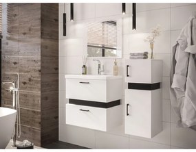 Koupelnový nábytek Torvaldi IV, Sifon k umyvadlu: ano, Barva: bílá / bílá + černý mat, Baterie: ne