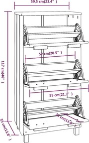 vidaXL Botník HAMAR 59,5 x 35 x 117 cm masivní borovice [340514] Barva: medová hnědá