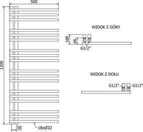 Mexen Neptun, elektrické topné těleso 1200 x 500 mm, 600 W, zlatá lesklá, W101-1200-500-2600-50
