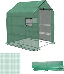 Skleník Outsunny 1.4 x 1.9 m, Voděodolná zahradní fólie s UV ochranou a bočními okny, Zpevněná polyethylenová fólie, Kryt pro skleník, Fólie pro tunel