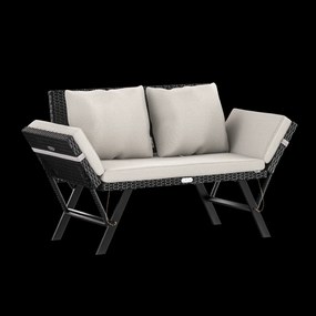 Casaria Polyratanová zahradní lavice 2v1 – černá/krémová, 176×56 cm