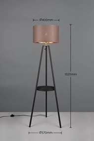 Černá stojací lampa s poličkou (výška 152 cm) Colette – Reality
