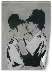 Gario Fototapeta Líbání policistů, Banksy nástěnná malba Materiál: Vliesová, Rozměry: 100 x 140 cm