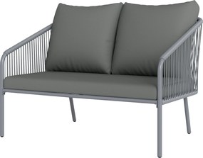 Ratanová pohovka Outsunny se sedáky, 2 místná pohovka, venkovní balkonová pohovka, ratanový nábytek 112 x 72 x 76 cm Šedá
