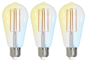LUUMR Smart LED, E27, ST64, 7W, ZigBee, Tuya, čirá, sada 3 kusů