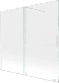 Mexen Velar, 2-křídlová posuvná vanová zástěna 170 x 150 cm, 8mm čiré sklo, bílý profil, 896-170-000-01-20