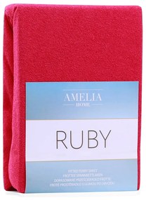 AmeliaHome Froté prostěradlo Ruby, červená Rozměr: 120-140x200+30 cm