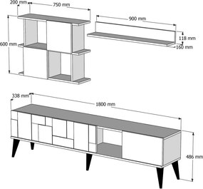 Televizní stěna Madrid Anthracite and Walnut