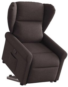 Zvedací polohovací křeslo tmavě hnědé textil 3303379