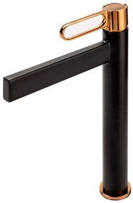 F-Design Zaffiro, vysoká umyvadlová baterie, černá matně-růžové zlato, FD1-ZFR-2L-25