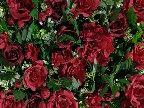 Wall flower - dark red rose and hydrangea, dílec 40 x 60 cm