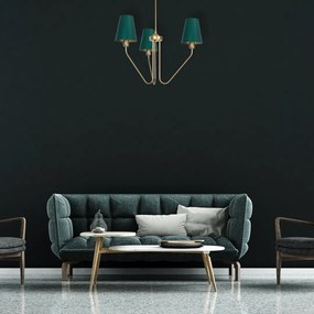 Lustr Victoria, 3x zelené textilní stínítko, g