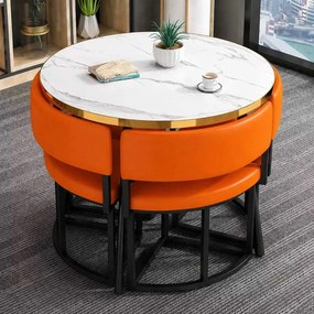 LuxuryForm DESIGN Jídelní set MONTE 4+1 - oranžový / bílý