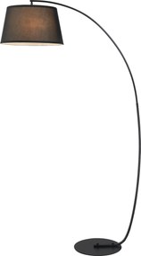 HOMCOM Stojací lampa, zakřivená stojací lampa s látkovým stínidlem, podlahová lampa s kulatou základnou, kov, 105D x 47Š x 190V cm, černá