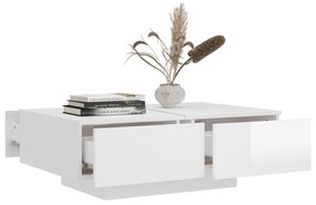 Konferenční stolek bílý vysoký lesk 90 x 60 x 31 cm dřevotříska - Default Title