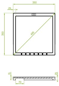 Laveo Halvo, granitový odkapávač 350x350x25 mm, bílá, LAV-OBA_601T