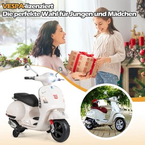 Costway Dětská motorka VESPA s LED světlometem a klaksonem elektrická dětská