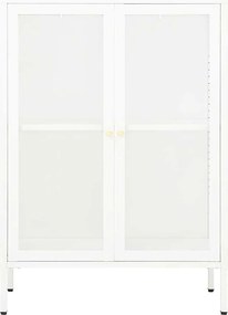 Příborník bílý 75 x 35 x 105 cm ocel a sklo 336071