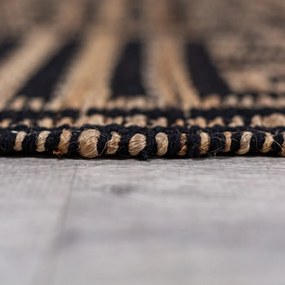 Černý/v přírodní barvě ručně tkaný koberec s příměsí juty 160x230 cm Meander Jute – Flair Rugs
