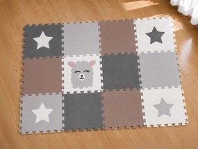 Dvanáctidílná puzzle podlaha do dětského pokoje ŠEDÉ HVĚZDY