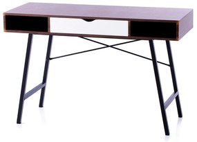 Psací stůl do pracovny industriální Konzole Komoda Tmavě hnědý a černý Loft Espresso KAYL
