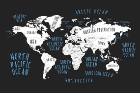 Obraz na korku mapa světa v moderním provedení