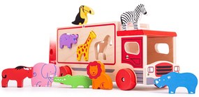 Bigjigs Toys Dřevěné auto se zvířátky safari