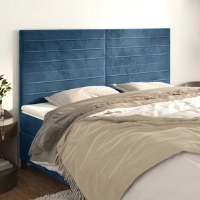 Čelo postele tmavě modré 160x5x118/128 cm sametové 3116530