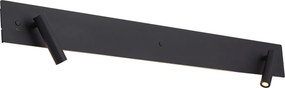 Moderní černé nástěnné svítidlo se 2 světly vč. LED s podsvícením a USB-C - Longly