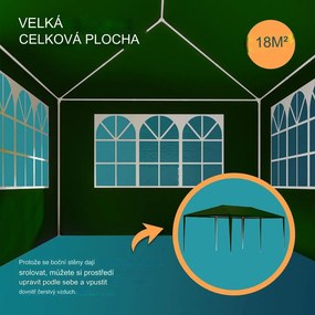 Deuba Párty stan Rimini 3x6 m - boční stěny + oblouková okna - zelená