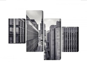Vícedílný obraz Černobílé Panorama Centra Varšavy Nedostatek Nedostatek Přírodní plátno 160x100