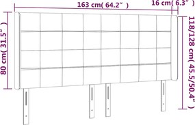 Čelo postele s LED černé 163 x 16 x 118/128 cm samet 3124104