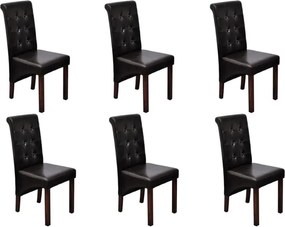 vidaXL Jídelní židle 6 ks umělá kůže [160317] Barva: Hnědá