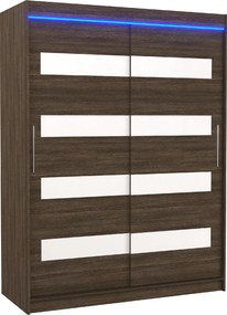 ADRK Furniture Posuvná skříň s lacobelem a LED osvětlením MARTINEZ 150 ADRK-SW-MAR-CHWL-150-L