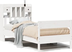 Postel s knihovnou bez matrace bílá 90x190 cm masivní borovice 3323048