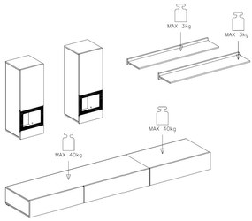 Obývací stěna BAROS Helvetia Barevné provedení: bílý mat/bílý lesk