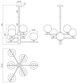 Redo 01-2950 - Lustr na tyči ESSENTIAL 6xE14/28W/230V