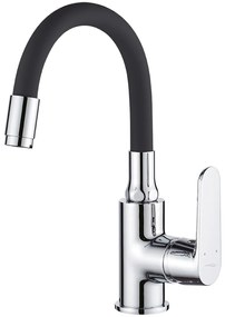 Kuchinox Dima, umyvadlová baterie s flexibilním výtokem h-280, černá-chromová, LAV-BQD_021B